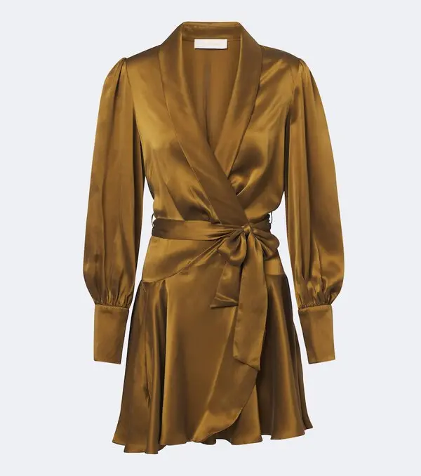 Zimmermann Silk Satin Wrap Dress - Green
