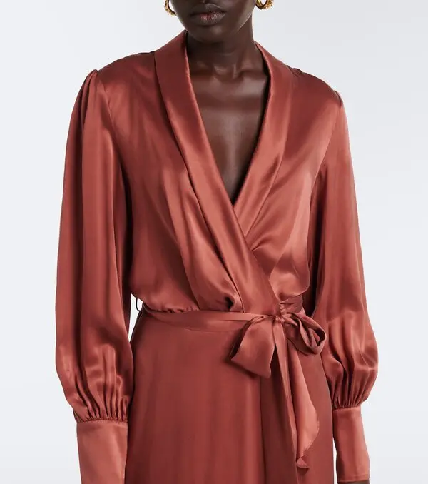 Zimmermann Silk Satin Wrap Dress - Pink