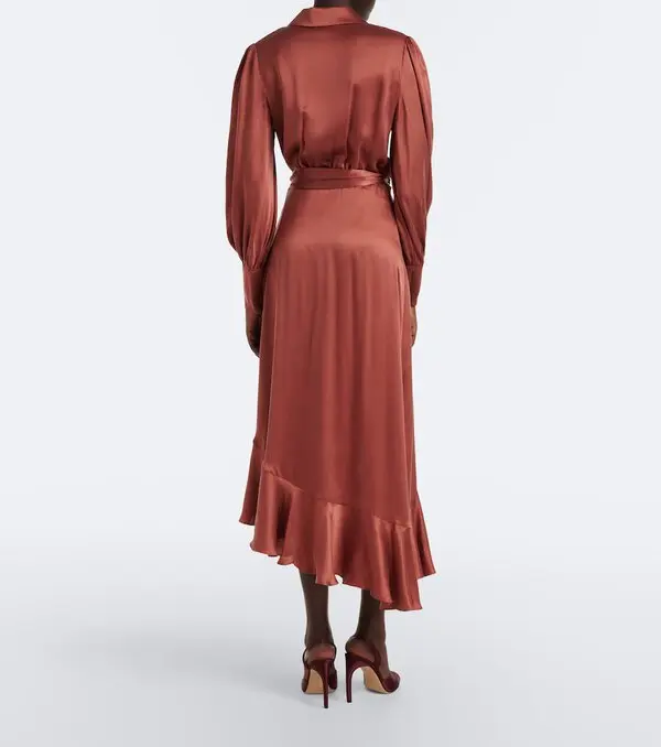 Zimmermann Silk Satin Wrap Dress - Pink