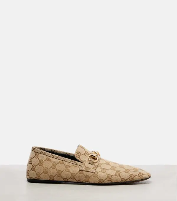 Gucci Horsebit Gg Canvas Loafers - Beige