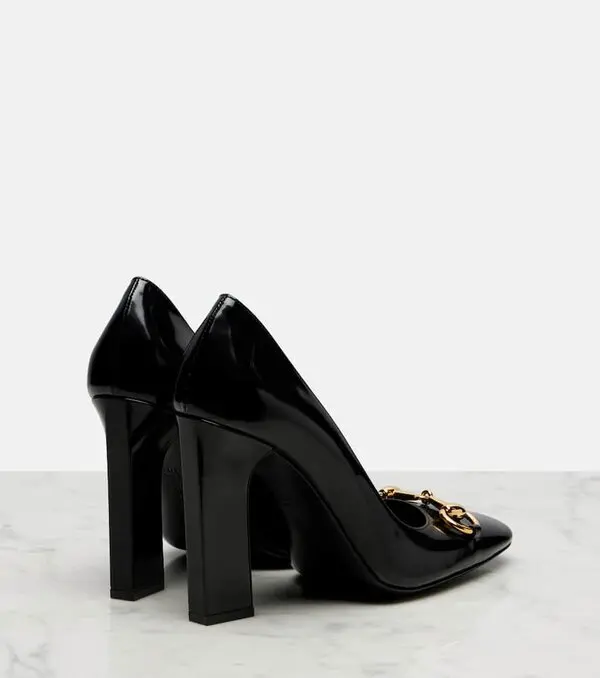 Gucci Signora Horsebit Patent Leather Pumps - Black