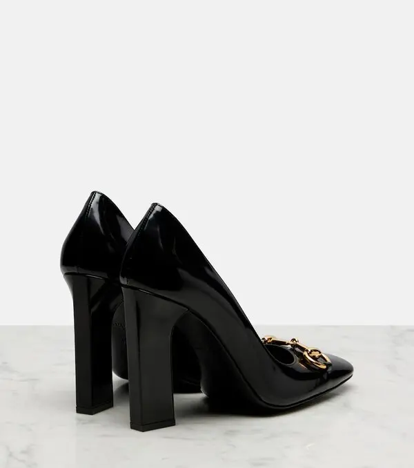 Gucci Signora Horsebit Patent Leather Pumps