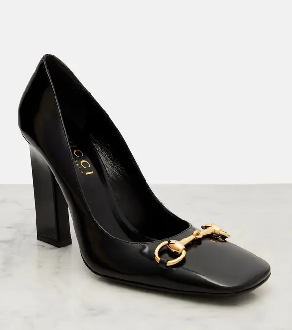 Gucci Signora Horsebit Patent Leather Pumps