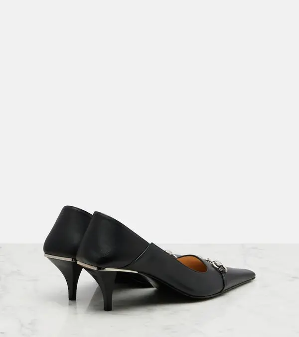 Gucci Vittoria Horsebit Leather Pumps - Black