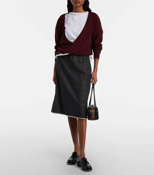 Prada Checked Wool Pencil Skirt