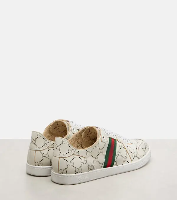 Gucci Gg Web Stripe Leather Sneakers