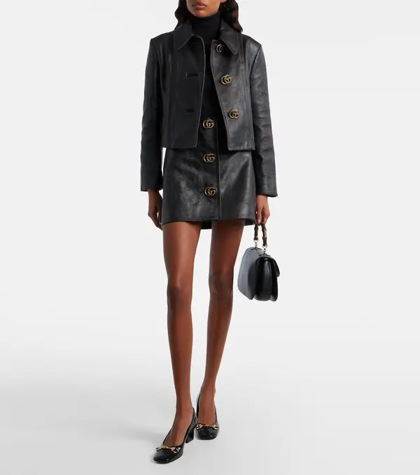Gucci Signora 55 Horsebit Leather Pumps - Black
