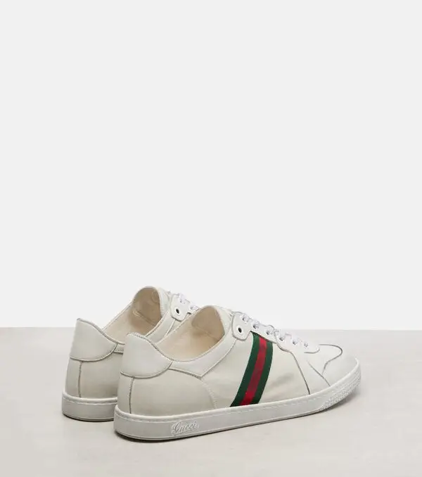 Gucci Stretch Web Stripe Leather Sneakers