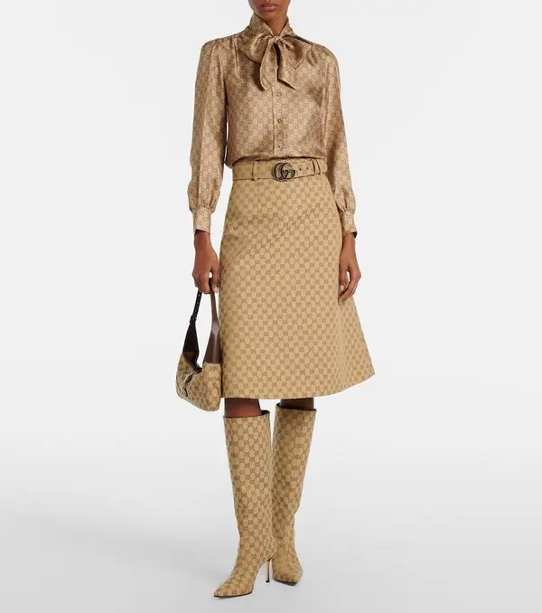 Gucci Gg Canvas Knee-high Boots