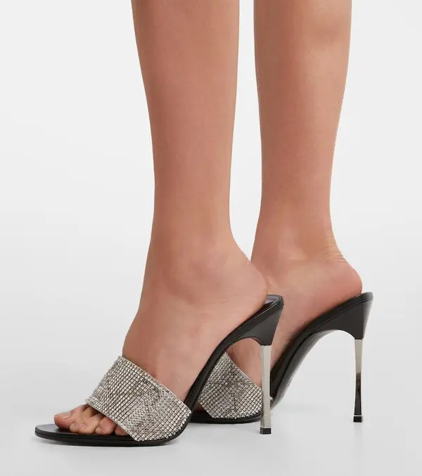 Gucci Bombshell 120 Embellished Satin Mules - Black