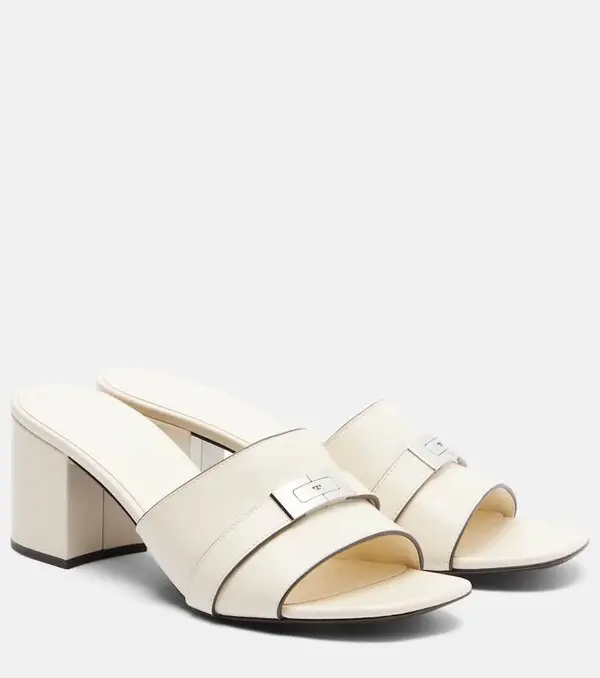 Tory Burch Leelee Leather Mules - White