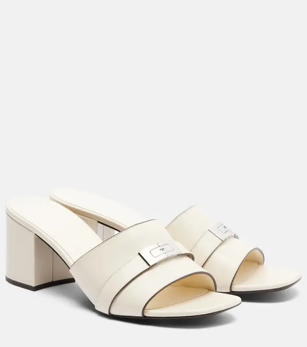 Tory Burch Leelee Leather Mules - White
