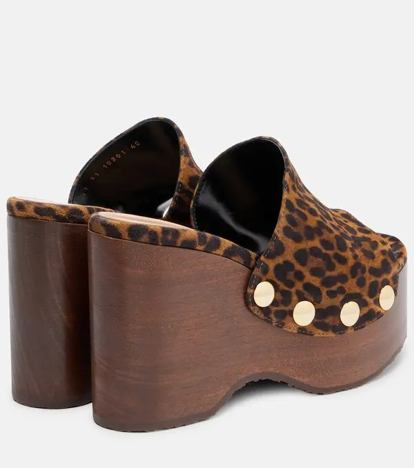 GIANVITO ROSSI Leopard-print Suede Wedge Mules