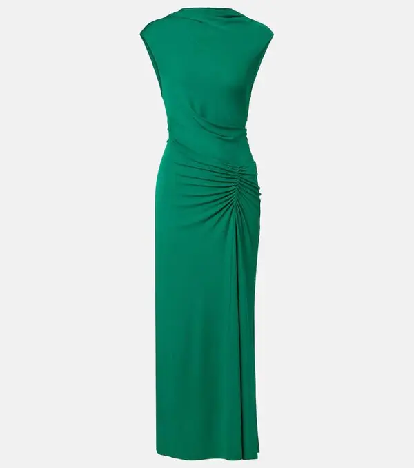 Simkhai Acacia Draped Jersey Maxi Dress - Green