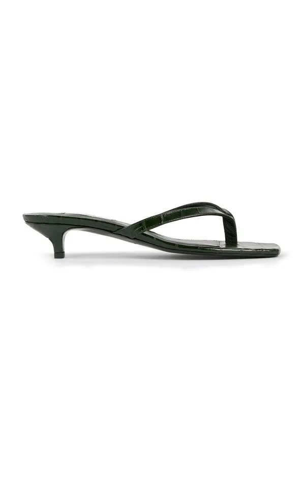 TOTEME Croc-embossed Leather Flip-flop Sandals - Green