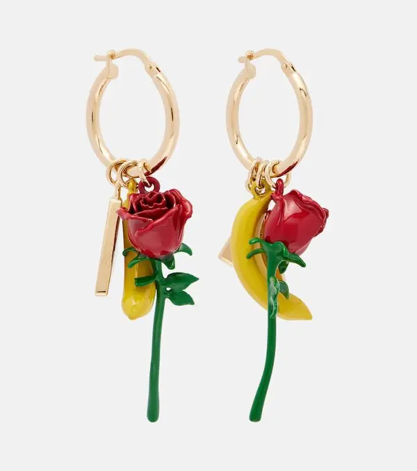 Prada Embellished Enamel Hoop Earrings - Gold