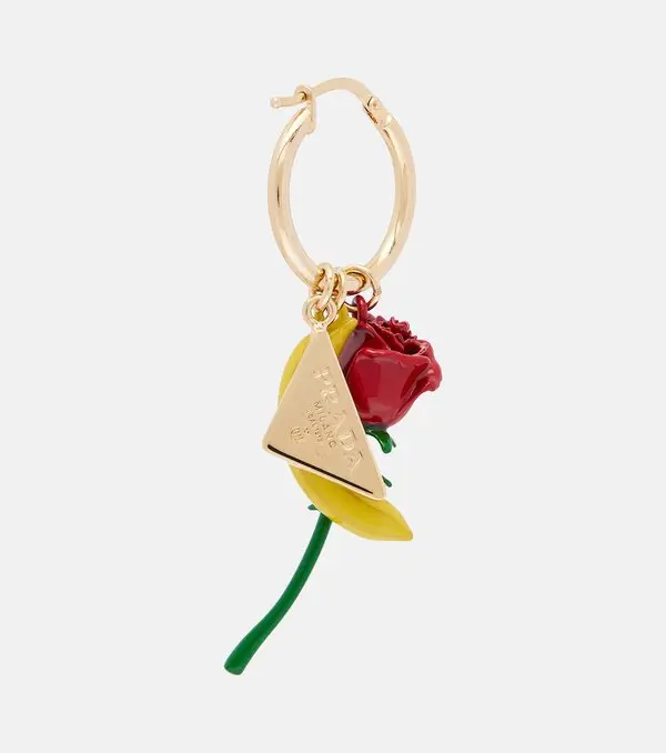 Prada Embellished Enamel Hoop Earrings