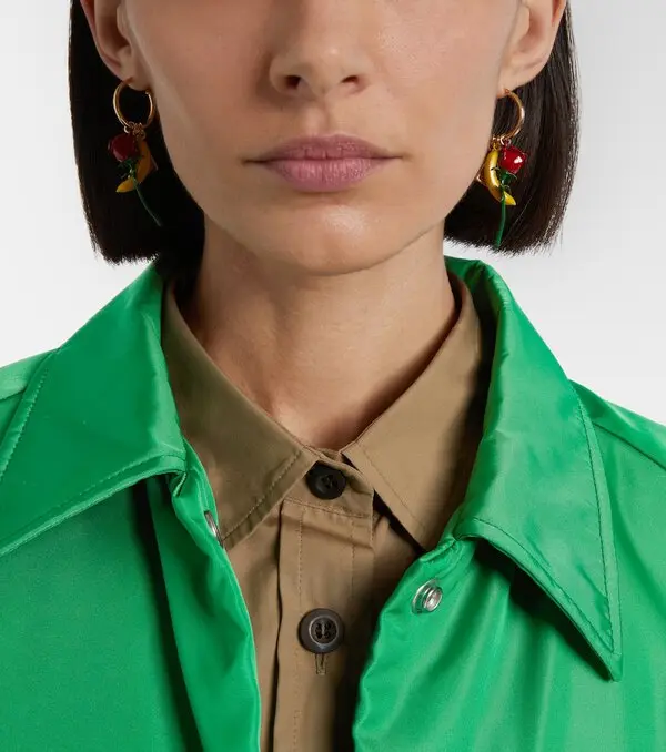 Prada Embellished Enamel Hoop Earrings
