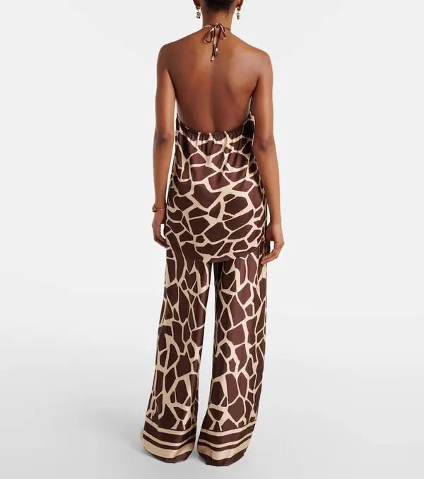 Faithfull The Brand Jensen Animal-print Satin Wide-leg Pants - Brown