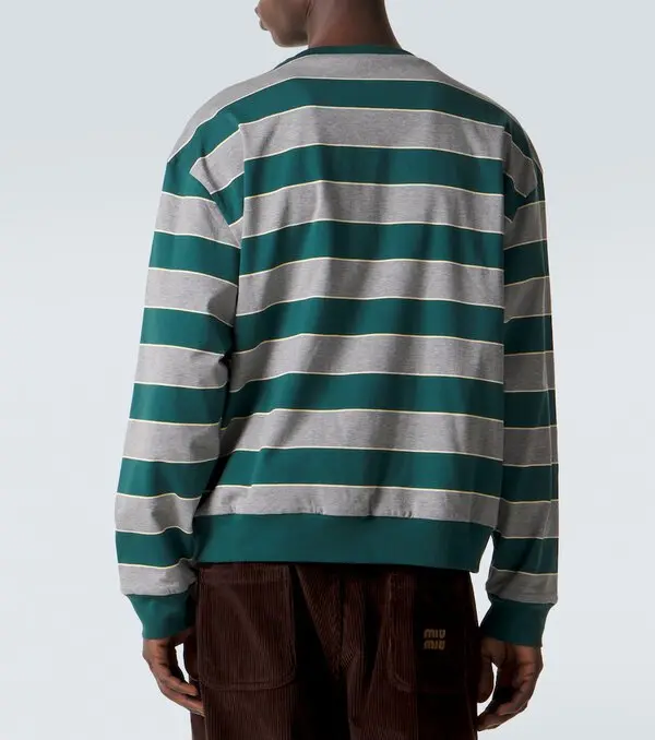 Miu Miu Striped Cotton Jersey Sweatshirt