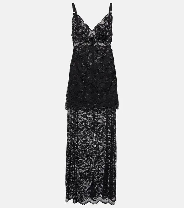 Rabanne Lace Maxi Dress - Black