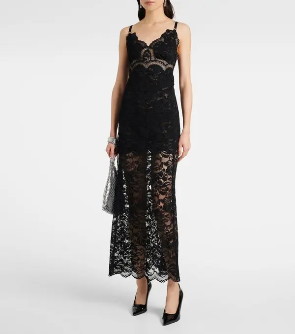 Rabanne Lace Maxi Dress - Black