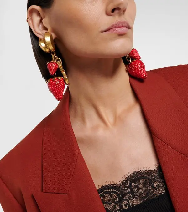 Saint Laurent Cassandre Embellished Drop Earrings
