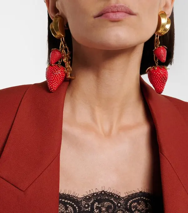Saint Laurent Cassandre Embellished Drop Earrings