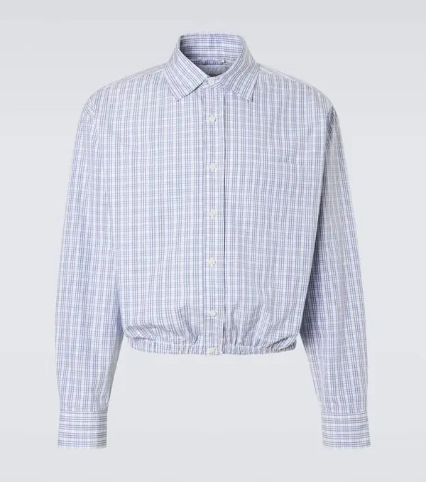 Prada Checked Gathered Cotton Shirt