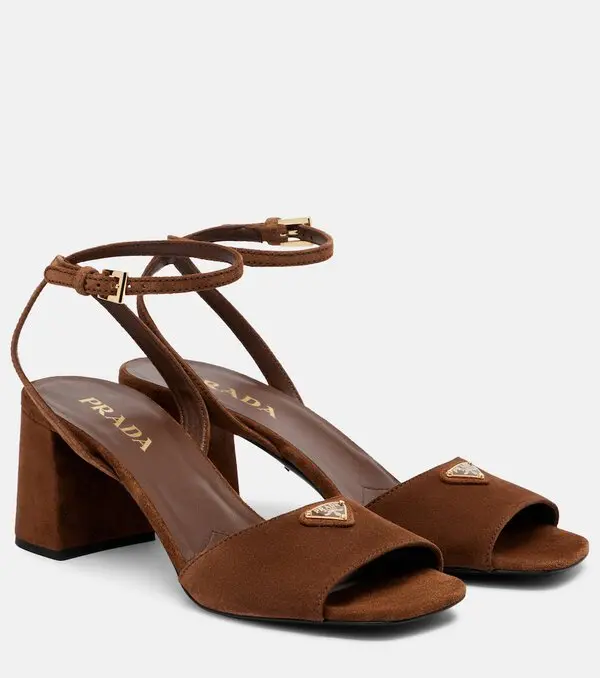 Prada Suede Sandals With Buckle Fastening - Brown