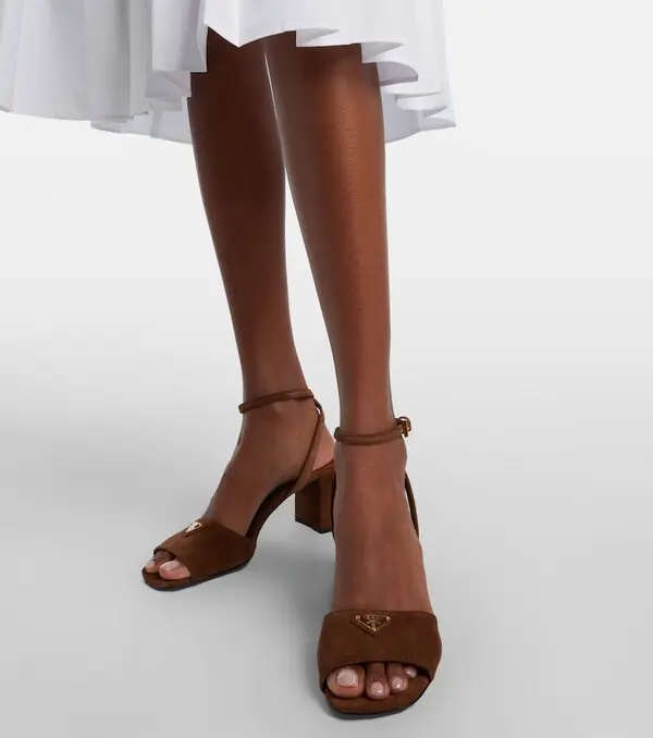 Prada Suede Sandals With Buckle Fastening - Brown