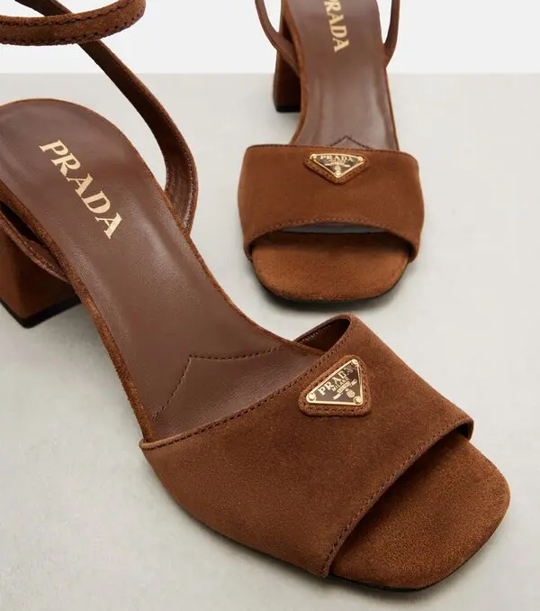 Prada Suede Sandals With Buckle Fastening - Brown