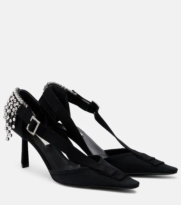 Prada Crystal-embellished Pumps - Black