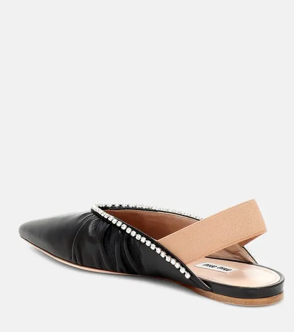 Miu Miu Leather Slingback Ballet Flats