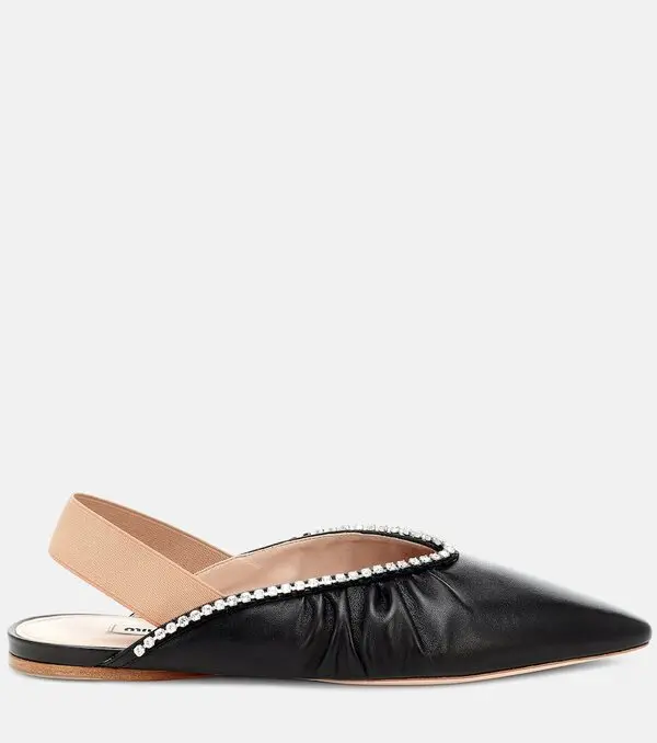 Miu Miu Leather Slingback Ballet Flats