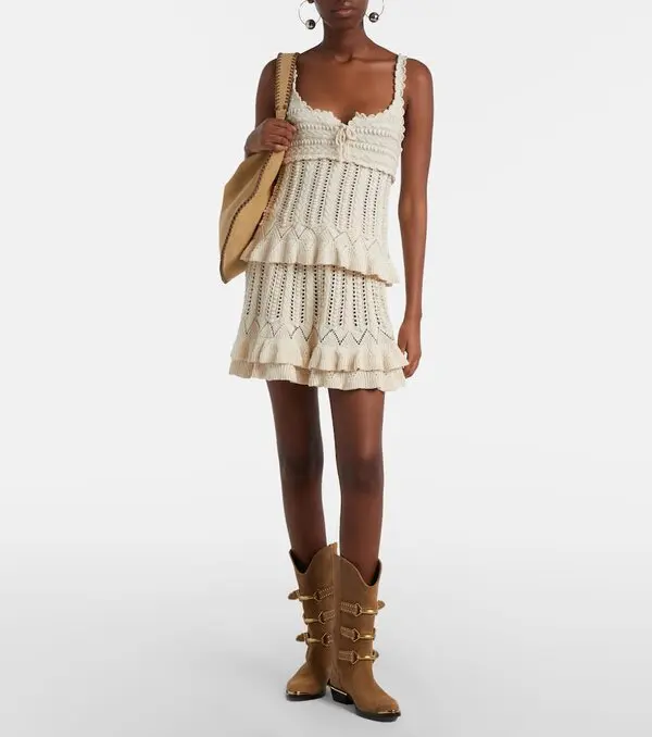 MARANT ETOILE Neves Crochet Cotton Top - Beige