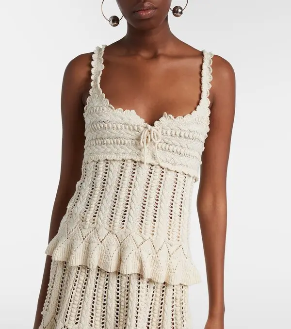 MARANT ETOILE Neves Crochet Cotton Top - Beige