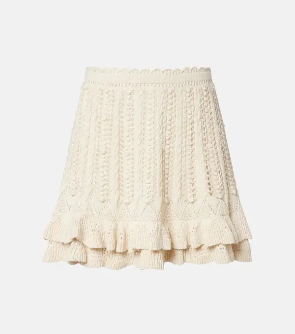 MARANT ETOILE Nelle Cotton Crochet Miniskirt - White