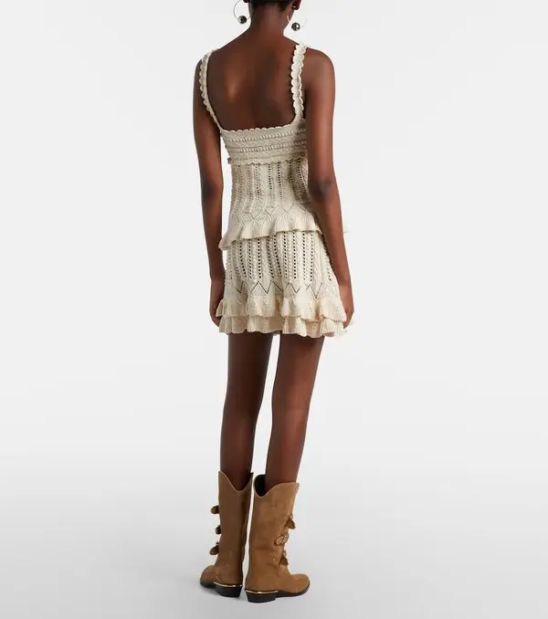 MARANT ETOILE Nelle Cotton Crochet Miniskirt - White