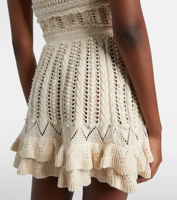 MARANT ETOILE Nelle Cotton Crochet Miniskirt - White
