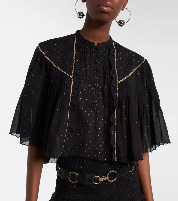 MARANT ETOILE Embellished Cropped Cotton Top