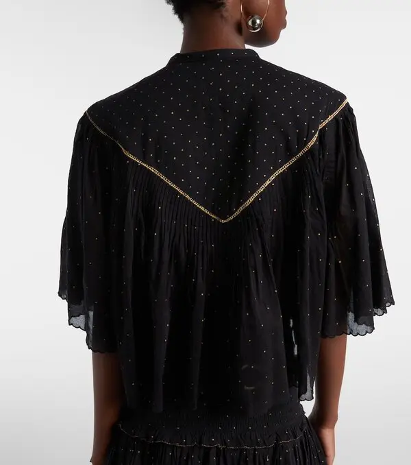MARANT ETOILE Embellished Cropped Cotton Top