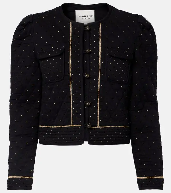 MARANT ETOILE Vania Embellished Cropped Cotton Jacket - Black