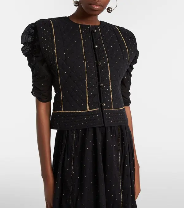 MARANT ETOILE Volana Embellished Cropped Cotton Vest