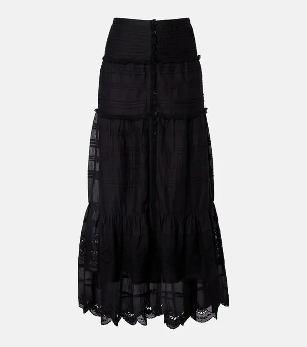 MARANT ETOILE Paoline Lace-trimmed Maxi Skirt - Black