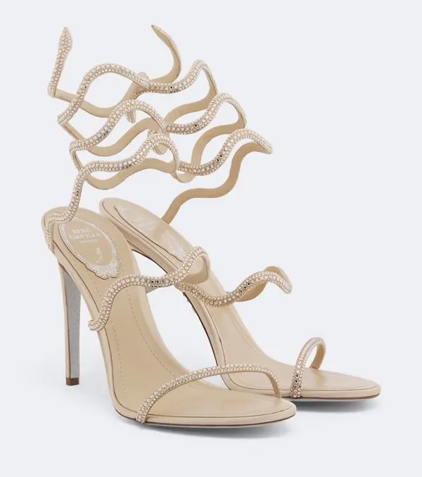 Rene Caovilla Cleo Crystal-embellished Sandals - Beige
