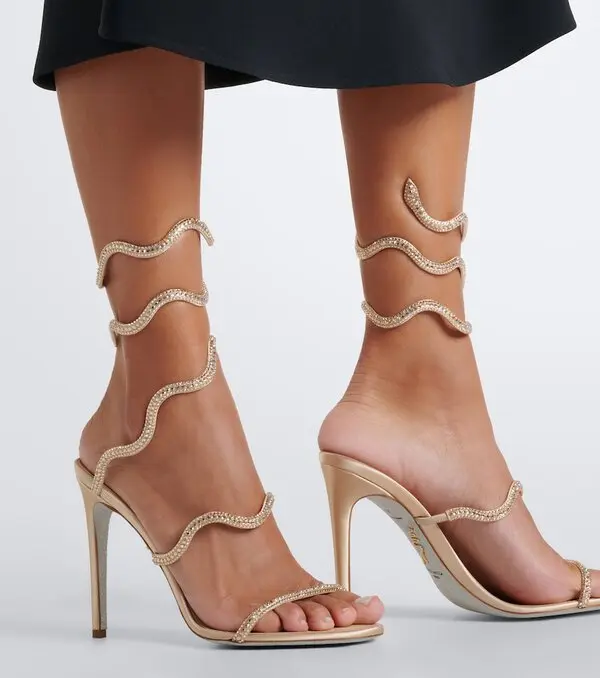 Rene Caovilla Cleo Crystal-embellished Sandals - Beige