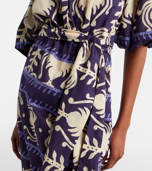 Johanna Ortiz Printed Poplin Midi Dress - Blue