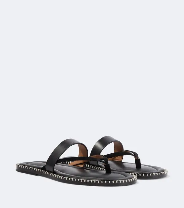Dries Van Noten Leather Thong Sandals - Black