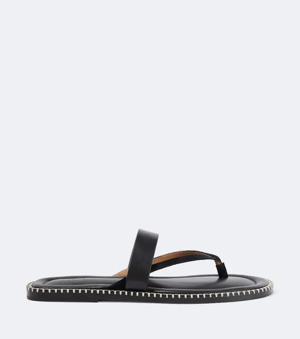 Dries Van Noten Leather Thong Sandals - Black